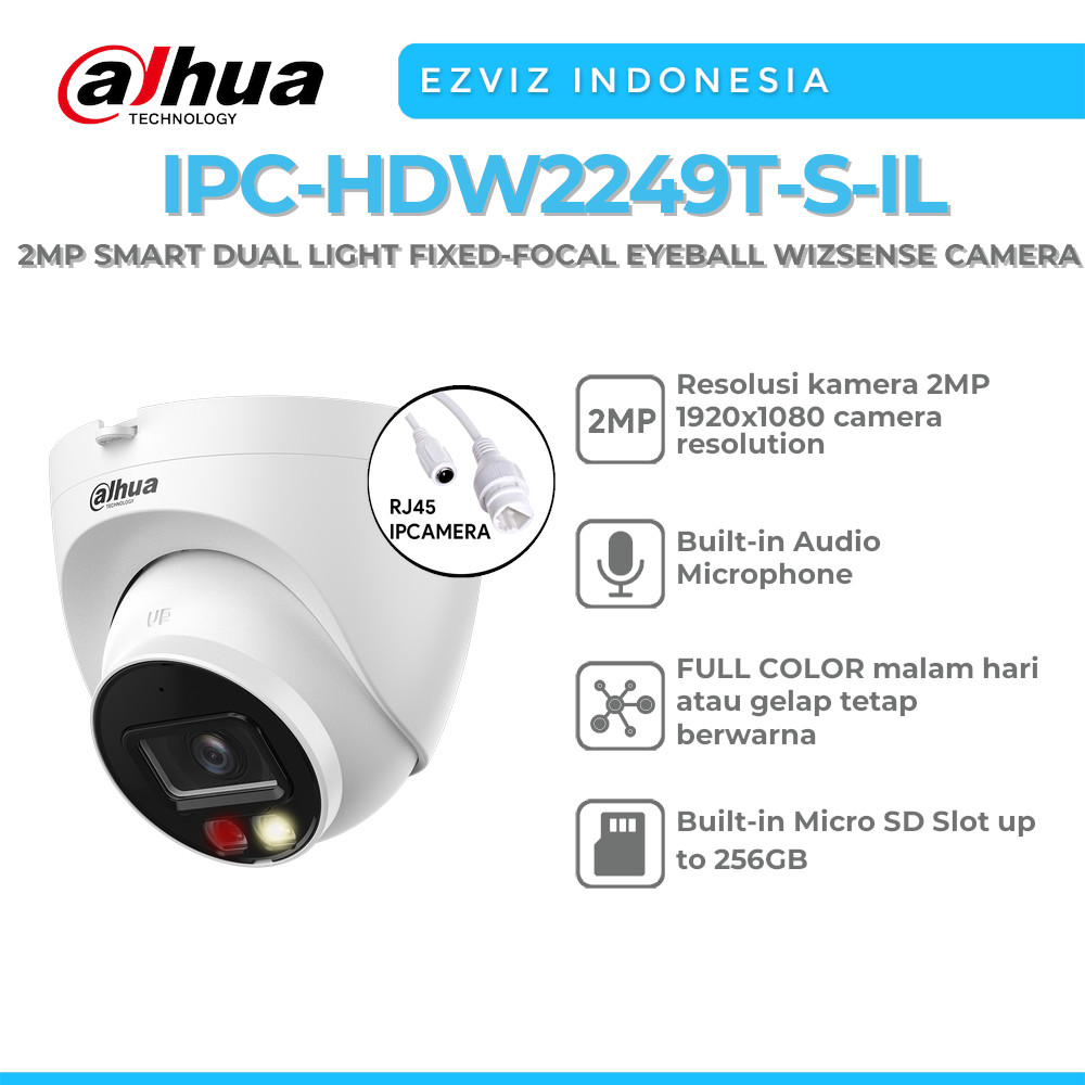 Jual DAHUA IPC-HDW2249T-S-IL 2MP SMART DUAL LIGHT FIXED-FOCAL EYEBALL WIZSENSE NETWORK CAMERA ...