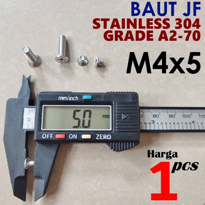 Jual Baut JF M4x5 Stainless Steel 304 Obeng Plus Flat Head Tahan Karat ...