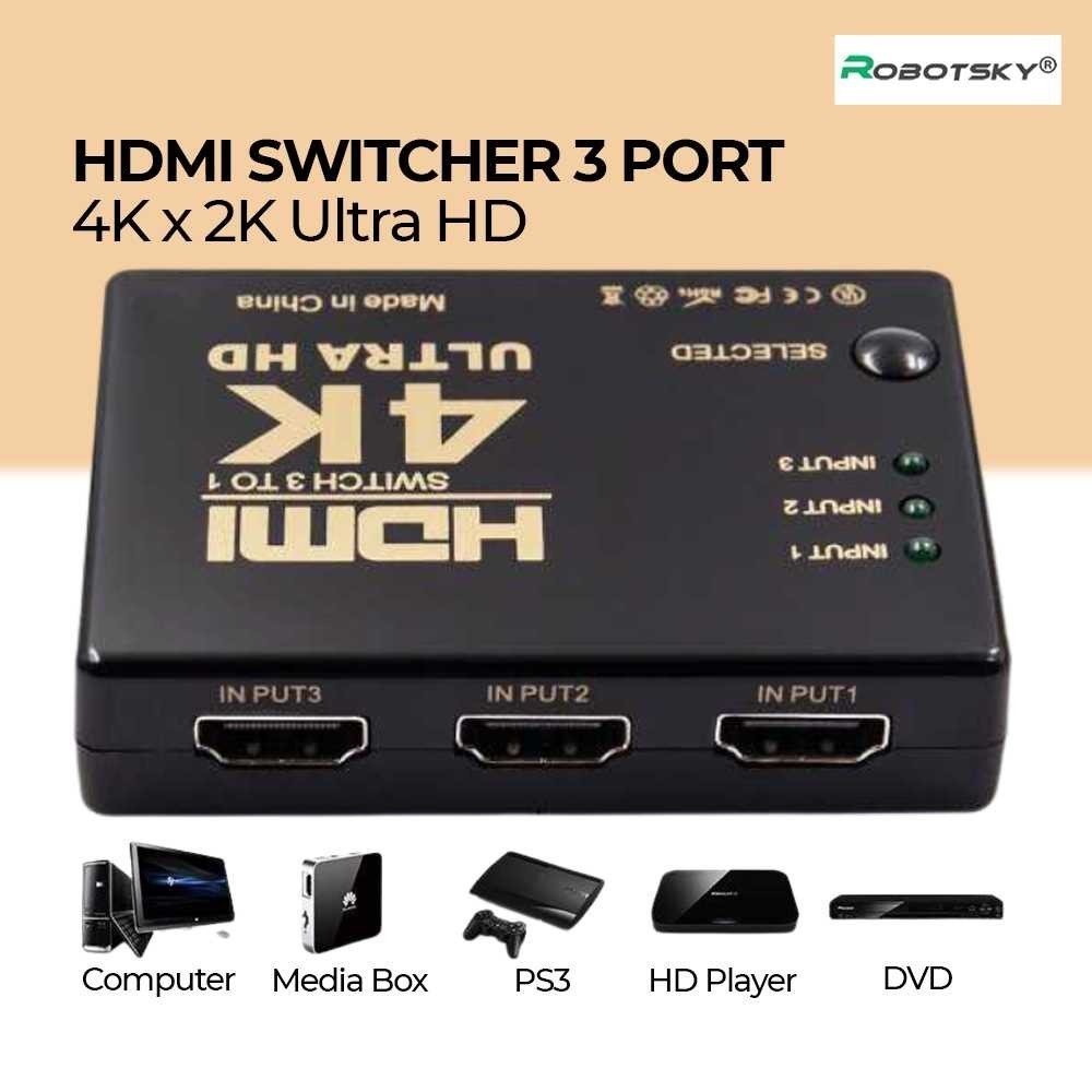 Jual ROBOTSKY HDMI Switcher 3 Port 4K x 2K Ultra HD - SY-301 [ REBORN ] | Shopee Indonesia