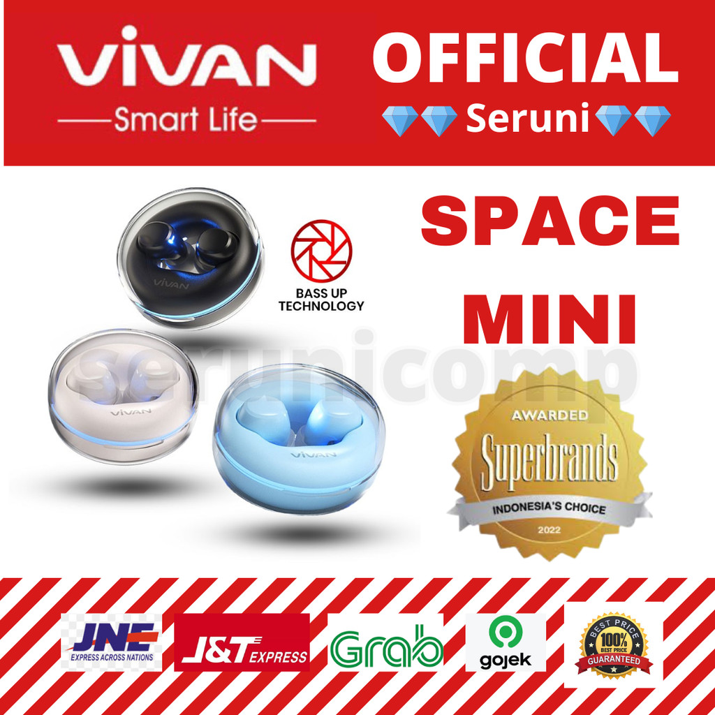 Jual VIVAN SPACE MINI TWS Bass Up Bluetooth 5.4 Low Latency 38MS Gaming TWS 36 Hours Playtime ...