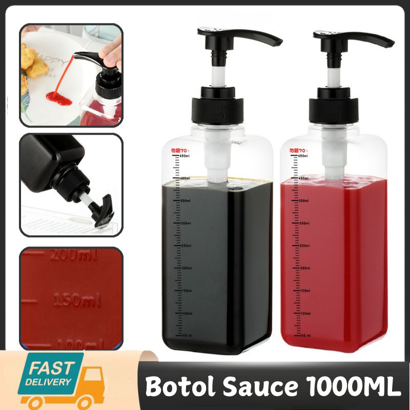 Jual 1000ml Tempat Sirup Sugar Botol Pump Botol Sauce Mayonaise Plastik ...
