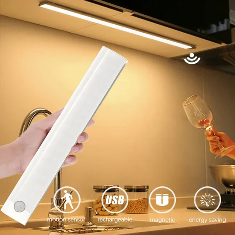 Jual PIR Motion Sensor LED Under Cabinet Lamp Dimmable Rechargeable ...