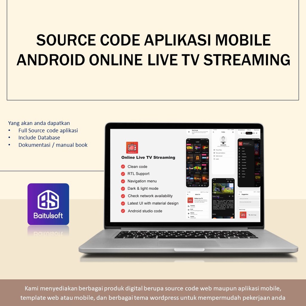 Jual SOURCE CODE APLIKASI MOBILE ANDROID ONLINE LIVE TV STREAMING | Shopee Indonesia