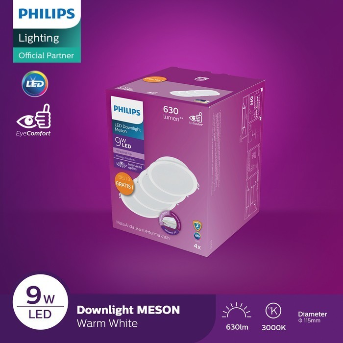Jual Lampu DownLight Led Philips Paket 3 + 1 Meson 17 W Meson 13 W ...