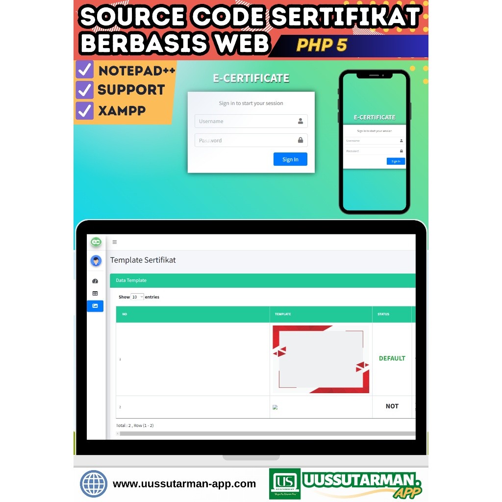 Jual Source Code Aplikasi Sertifikat Berbasis WEB - PHP 5 ( Localhost ) | Shopee Indonesia