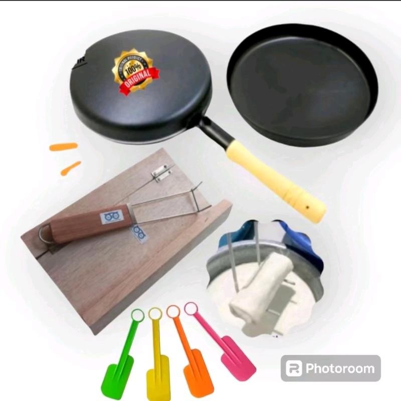 Jual 1set wajan crepes dan papan lipat risolis garpu pencelup spatula ...