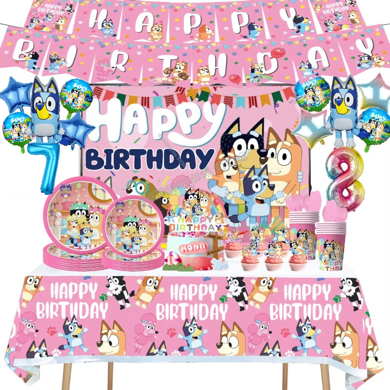 Jual Bluey Bingo Birthday Party Decoration Tableware Decorations ...