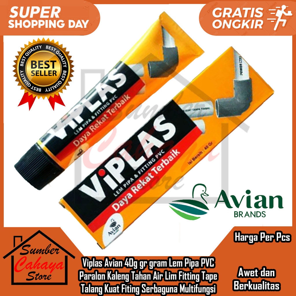 Jual Lem Pipa Pvc Viplas Avian Tube 40gr Gram Lim Pipe Plastik Perekat ...