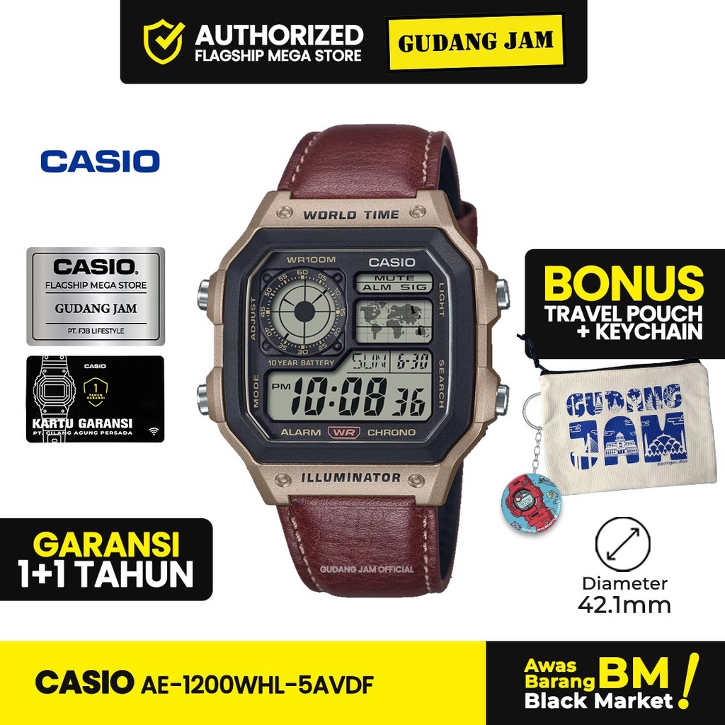 Jual Casio AE-1200WHL-5AVDF AE-1200WHL-5A AE-1200WHL AE1200WHL AE 1200WHL Digital Leather ...