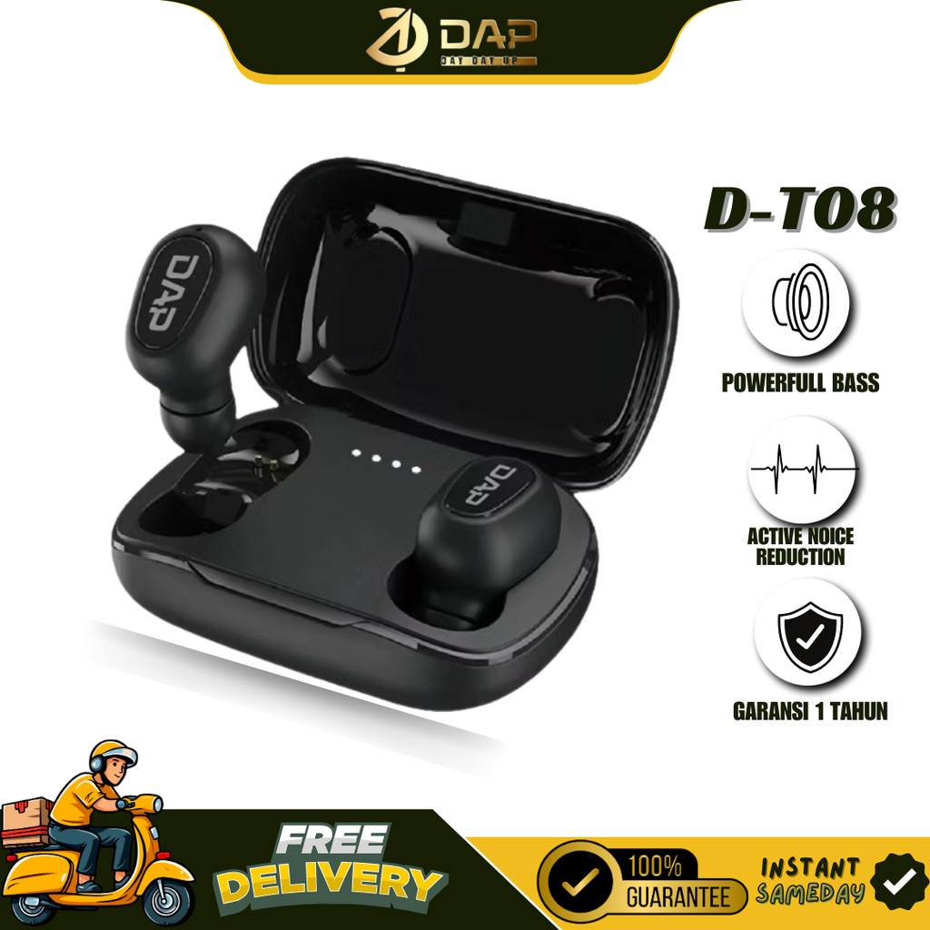 Jual DAP D-T08 Earphone Airbuds Waterproof IPX4 Semi-In-Ear TWS True ...