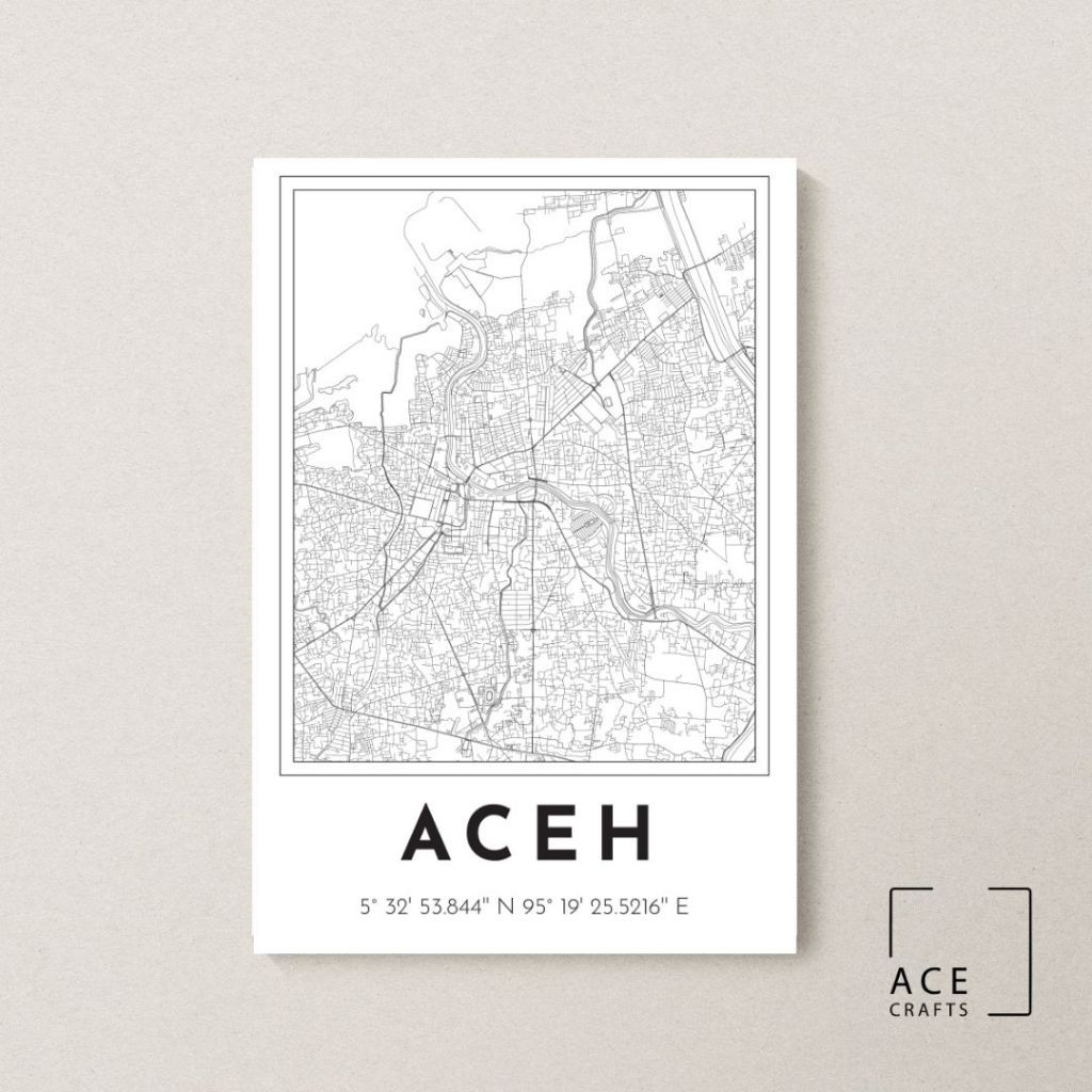 Jual Banda Aceh Indonesia City Map hiasan dinding poster peta kota city ...