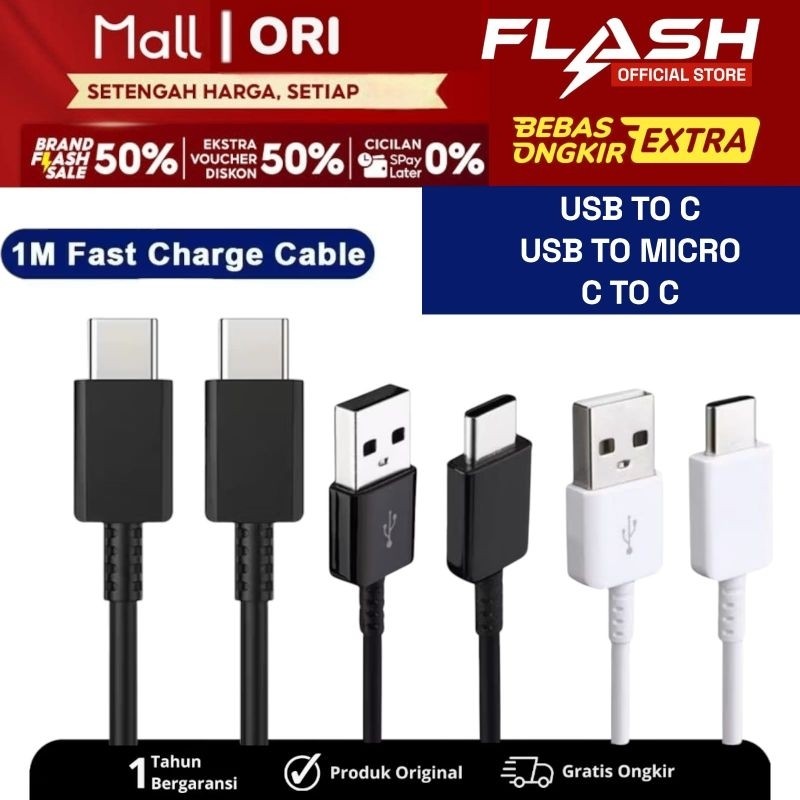 Jual ORI 100% KABEL DATA SAMSUNG MICRO / USB TIPE-C / PD TIPE-C SUPER ...