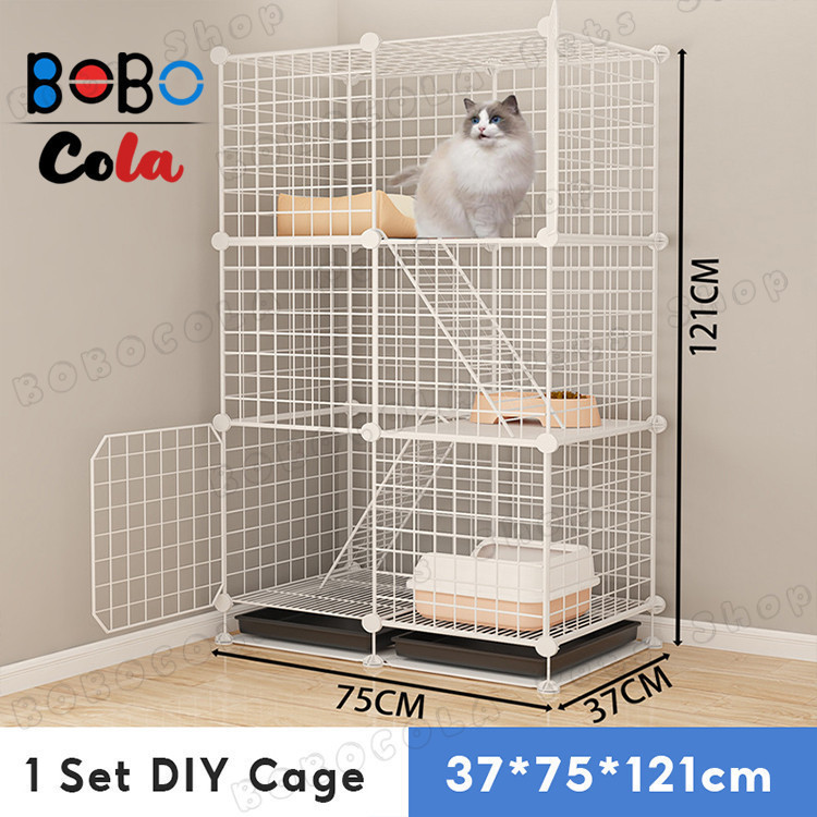 Jual DF34RF 1 Set Pagar Kucing Tinggi Kandang Kucing Tingkat 2 Kandang ...
