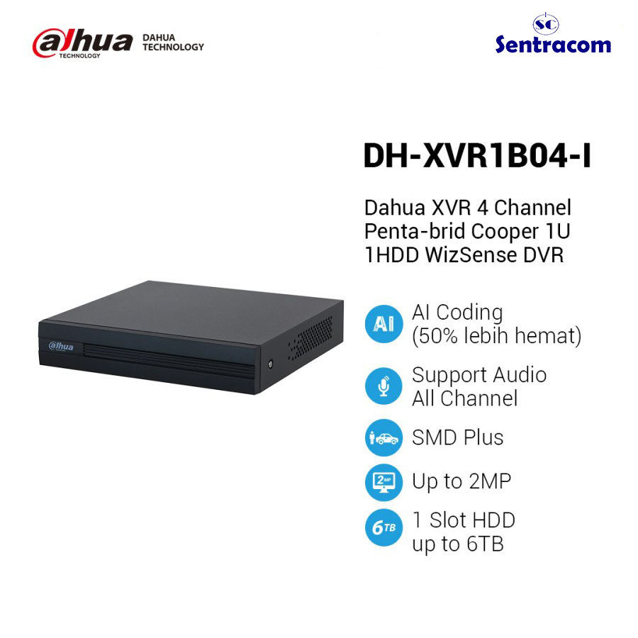 Jual Dahua DVR DH-XVR1B04-I 4/8/16 Channel Penta-brid Cooper 1U 1HDD Digital Video Recorder ...