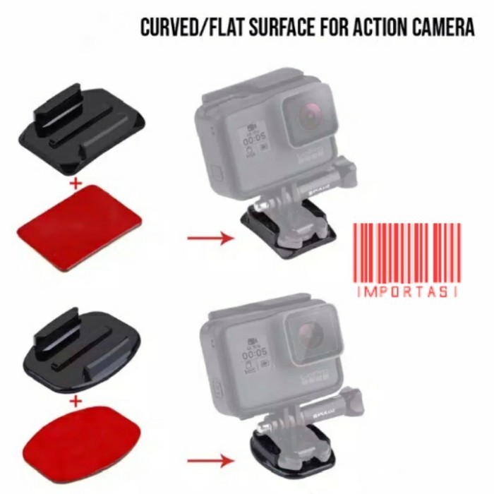 Jual Flat & Curved Surface Sticky Mount + 3M Helm Gopro Osmo Insta360 ...