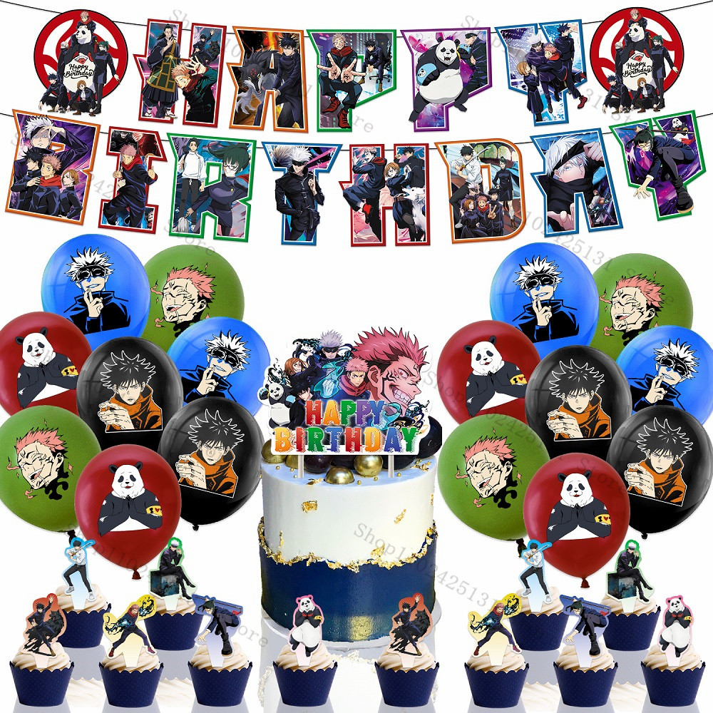 Jual Jujutsu Kaisen Gojo Satoru Birthday Party Decorations Backdrop ...