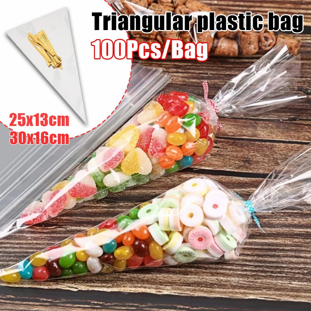 Jual 100PCS Plastik contong segitiga Kantong Kemasan Snack Bentuk ...