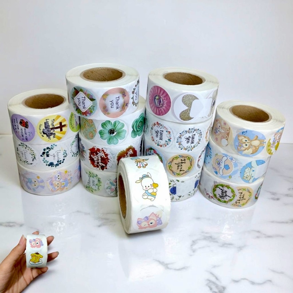 Jual Label Sticker Thank You Dan Karakter Lucu ROLL ISI 500PCS ...
