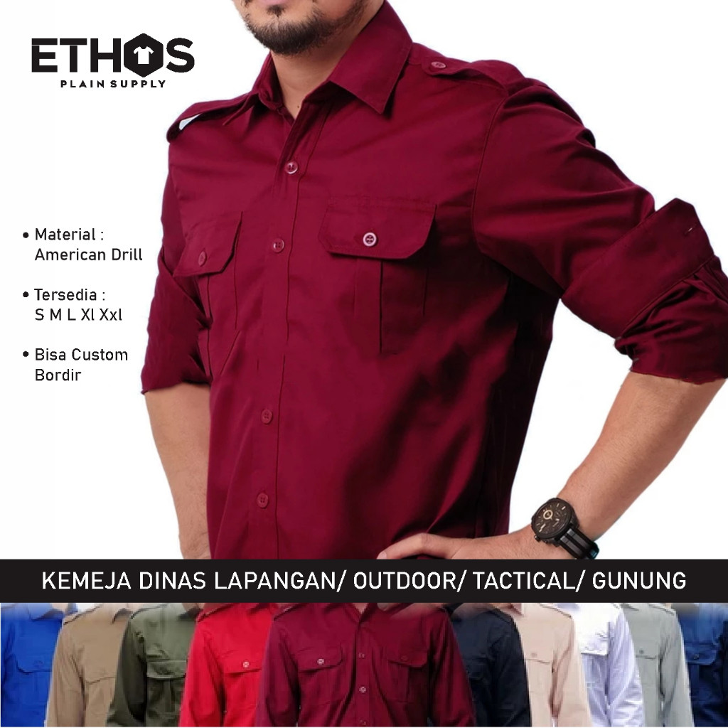 Jual new Kemeja PDL PDH Lapangan Lengan Panjang Pakaian Atasan Seragam Bahan American Drill ...