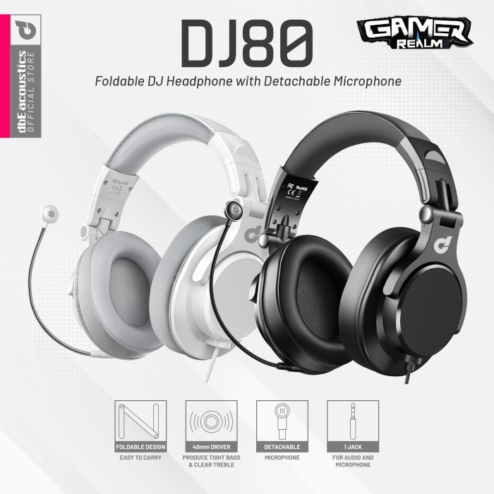 Jual dbE DJ80 Foldable DJ Headphone with Detachable Microphone | Shopee ...