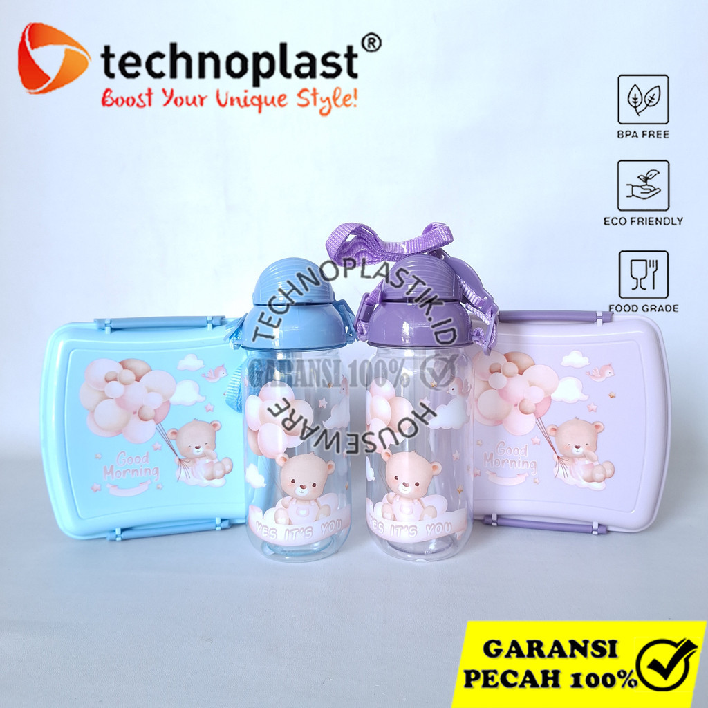 Jual TECHNOPLAST Lunch Box Set Plastik TINY & MIGHTY 500Ml & Botol ...