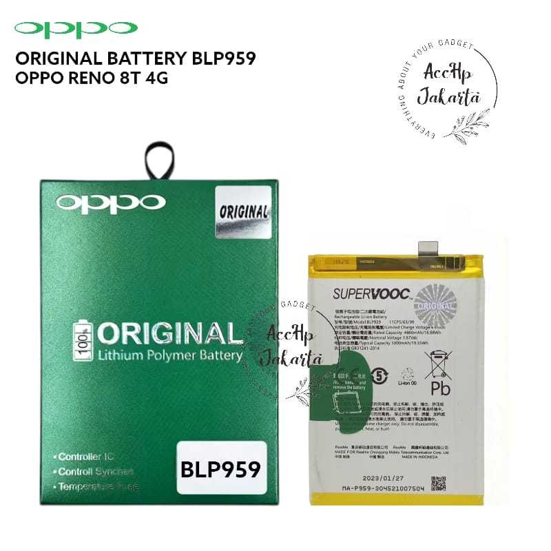 Jual Baterai Batre Oppp Reno 8 T 4G BLP959 Batu Batrai BLP 959 Battery ...