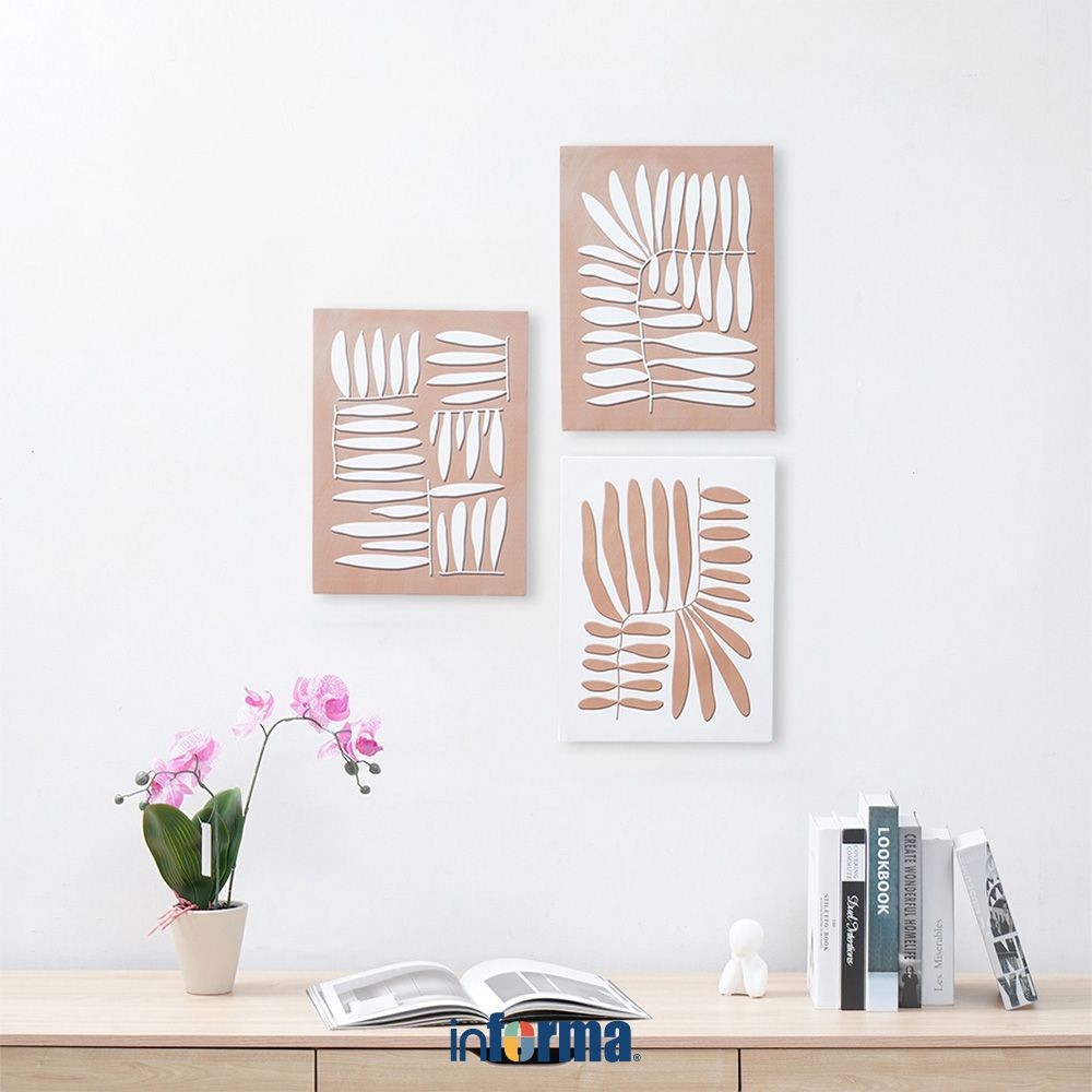 Jual Informa 30X40 cm Set 3 Pcs Hiasan Dinding Kanvas Print Shape Brown ...