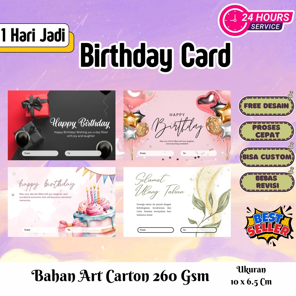 Jual Kartu Ucapan Selamat Ulang Tahun Custom - Birthday Card - Kartu ...