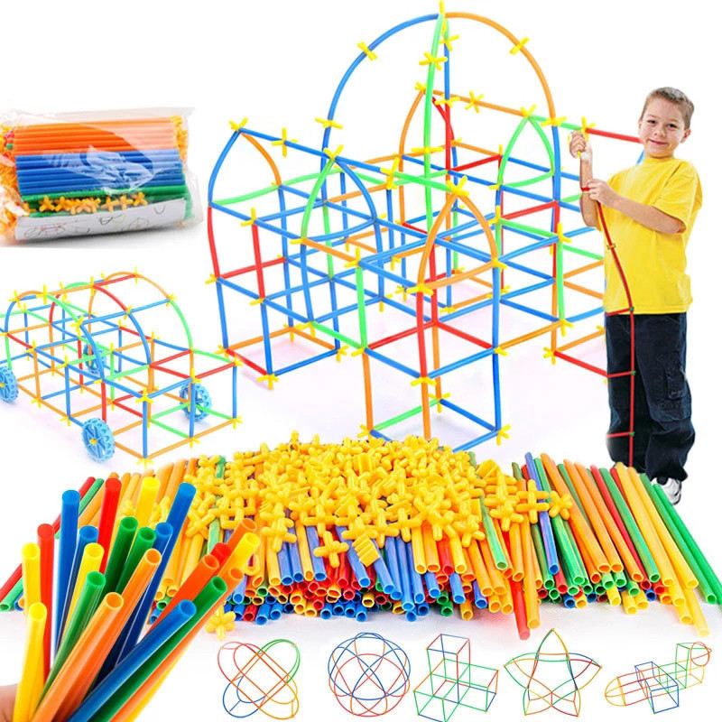 Jual 4D Building Straws And Connectors For Kids Bloques De Construcción ...