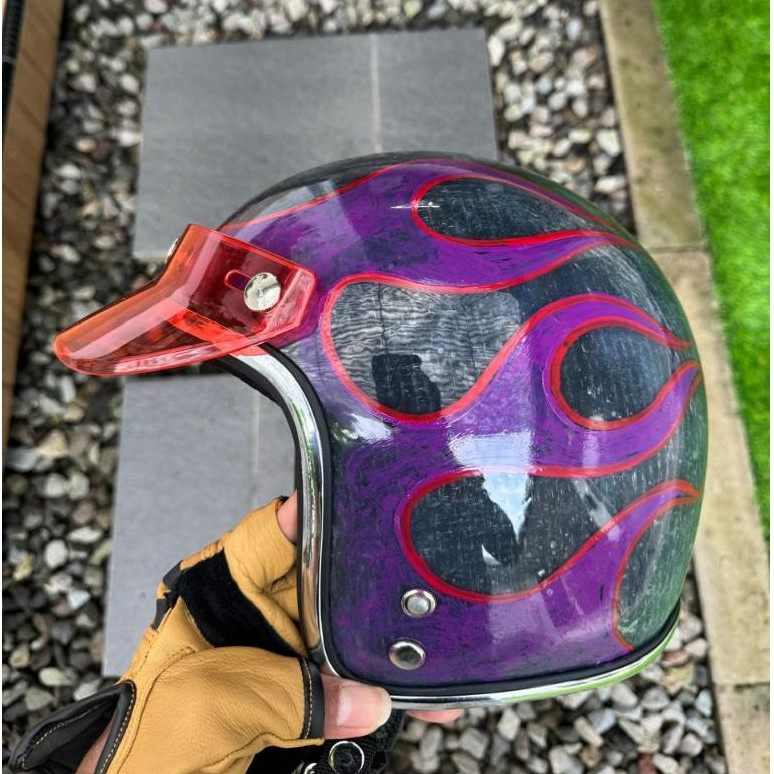 Jual Helm Slim Head TX500 Raw Motif Api Pinstriping untuk Cewek Cowok ...