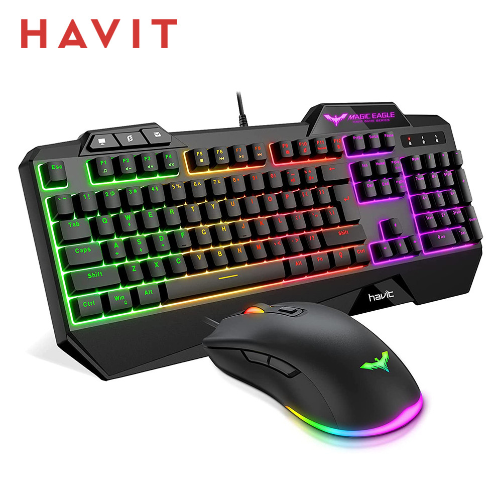 Jual HAVIT KB558 Wired Gaming Keyboard Mouse Kit RGB Backlight 104 Keys ...