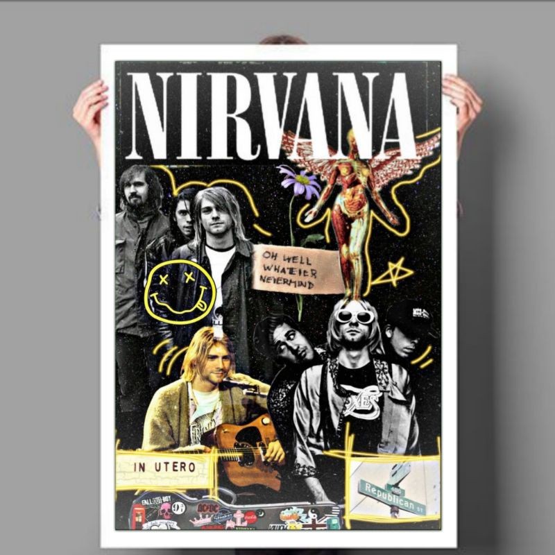 Jual POSTER BESAR 100X70CM HIASAN DINDING BAND NIRVANA | Shopee Indonesia