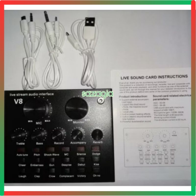 Jual (SG) Sound card Soundcard v8 live broadcast mixer bluetooth audio ...