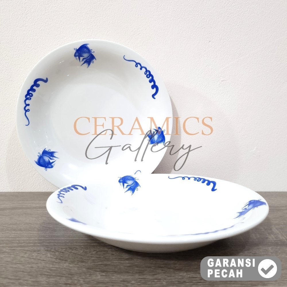 Jual WINSTON 1pcs Plate Keramik IKAN BIRU 9,25in Piring Makan Piring ...