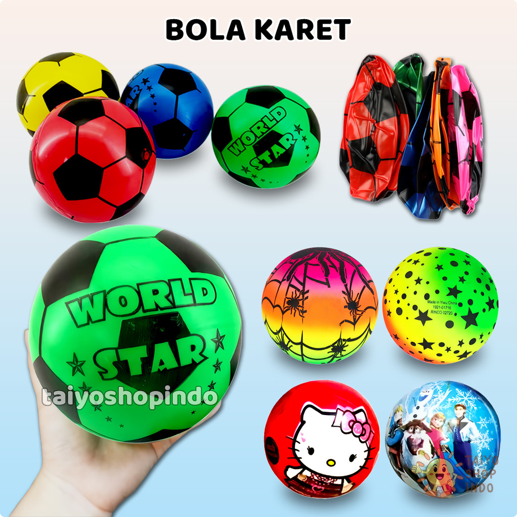 Jual TAIYO Bola Karet Pantai Soccer Karakter Elastis Rainbow Ball ...