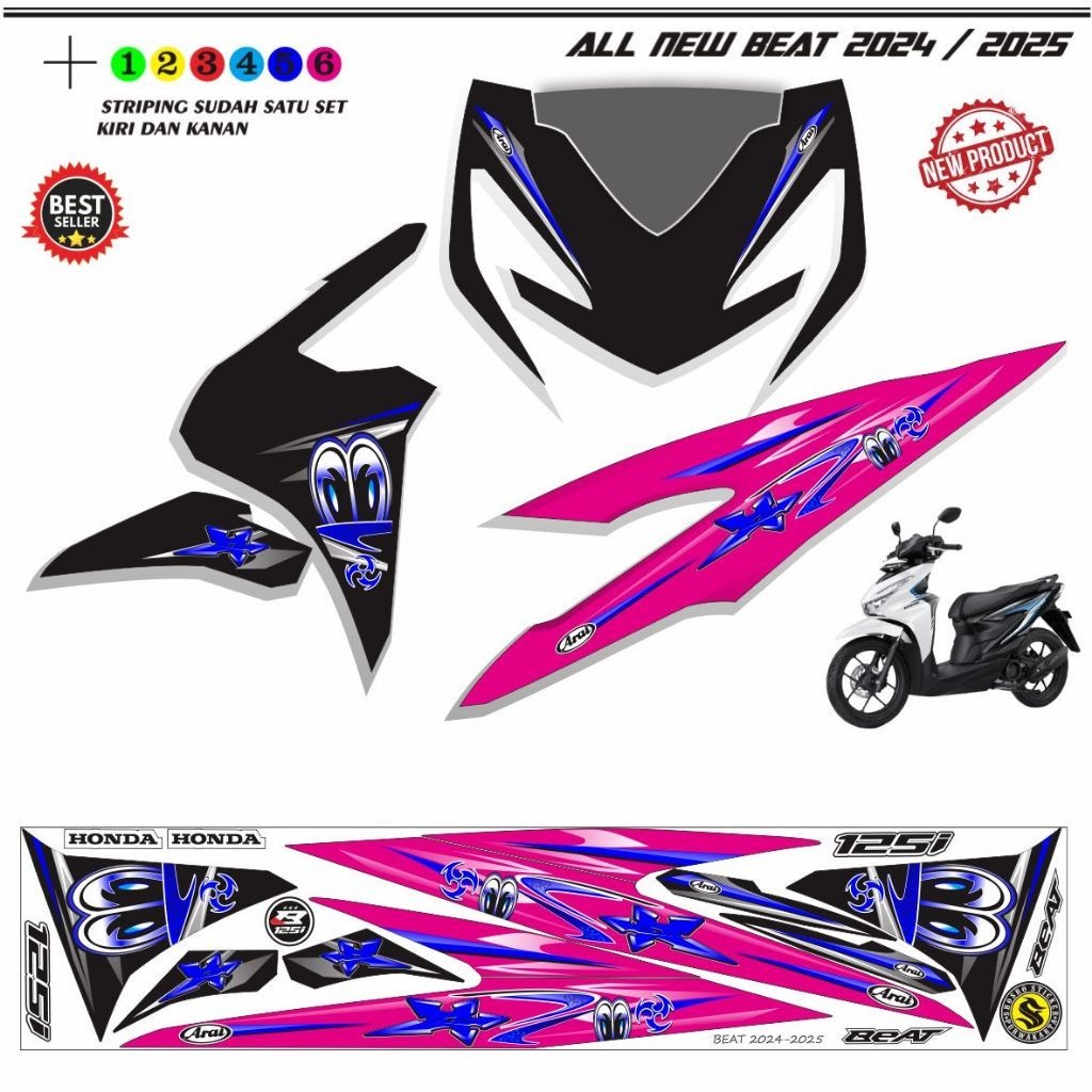 Jual POLET LIS STIKER POLET VARIASI / STIKER BEAT 2024 NEW MOTIF ...