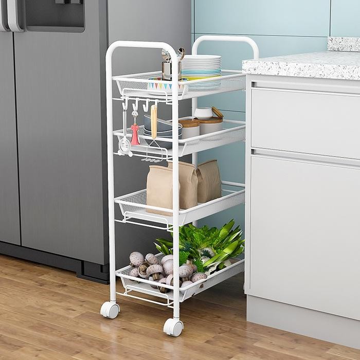 Jual Rak Trolly Roda Tray Wheel Rack 4 Susun Z963 - Putih | Shopee ...