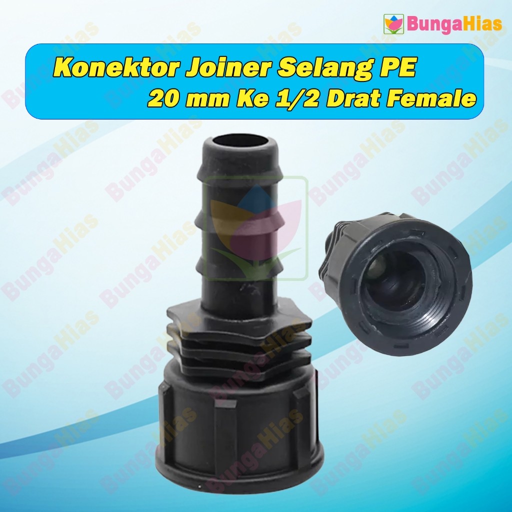 Jual Konektor Selang PE 20 mm ( 5/8 ) Ke 1/2 Inch Female Drat Nepel ...