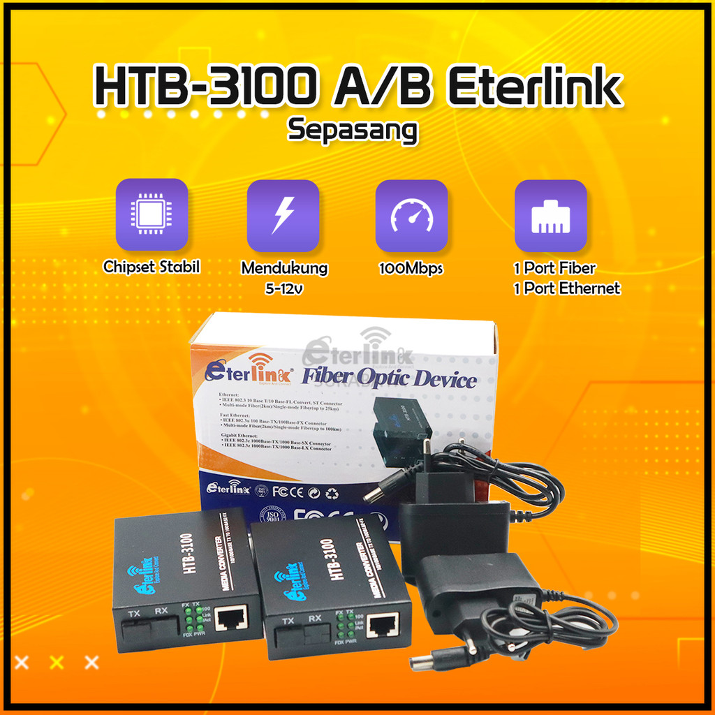Jual Sepasang HTB-3100 Fiber Optic Media Konverter Single Mode dengan ...