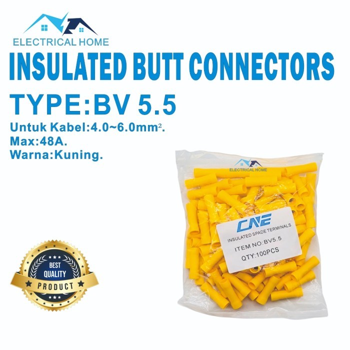 Jual SKUN KABEL INSULATED BUTT CONNECTORS BV 5.5 KUNING. | Shopee Indonesia