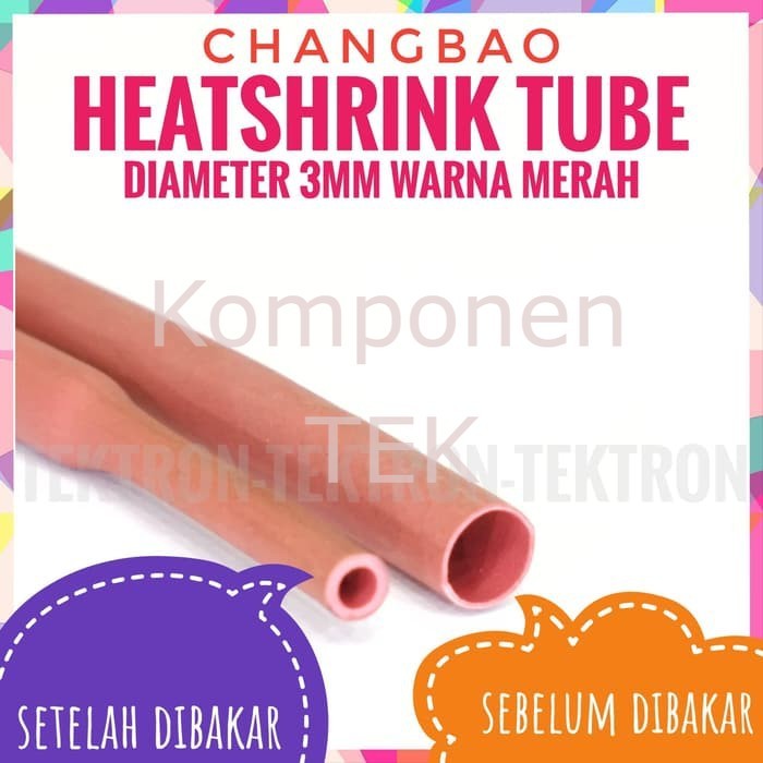 Jual Changbao HEATSHRINK 3mm warna Merah muda TEBAL harga permeter ...