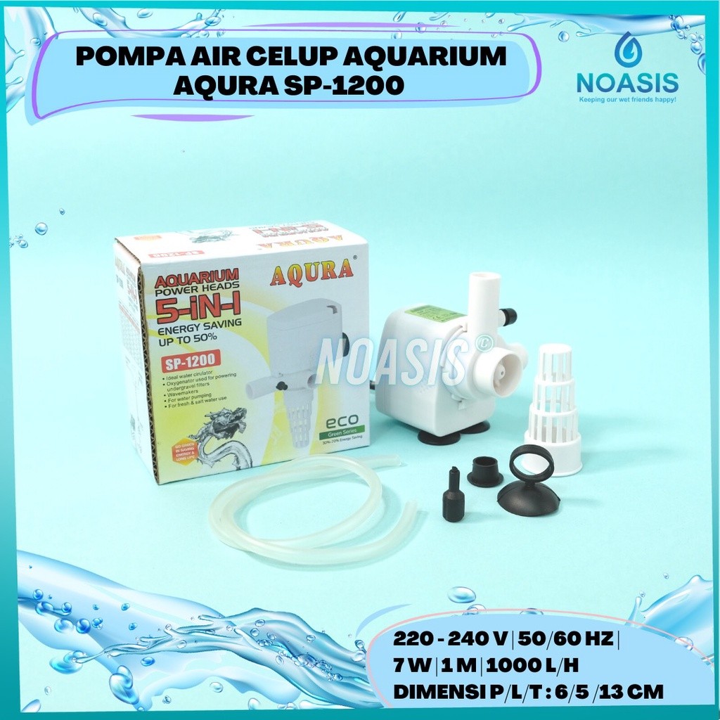 Jual AQURA Pompa Air Celup Power Head AQURA sp 1200 Sp - 1200 7 W 1000 L | Shopee Indonesia