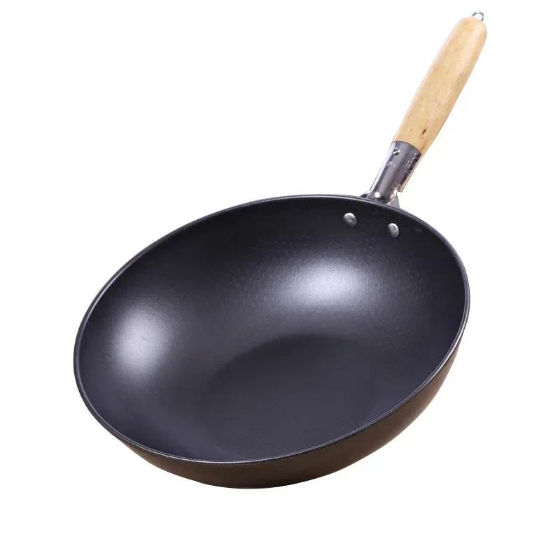 Jual Frying Pan High-end Home Non-stick 30cm Wooden Handle Traditional ...
