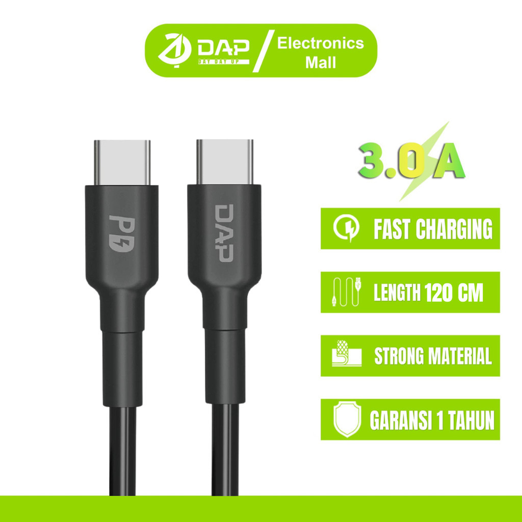Jual DAP Kabel Data PD 60 Watt Fast Charging D-ETT120 Type C to Type C ...