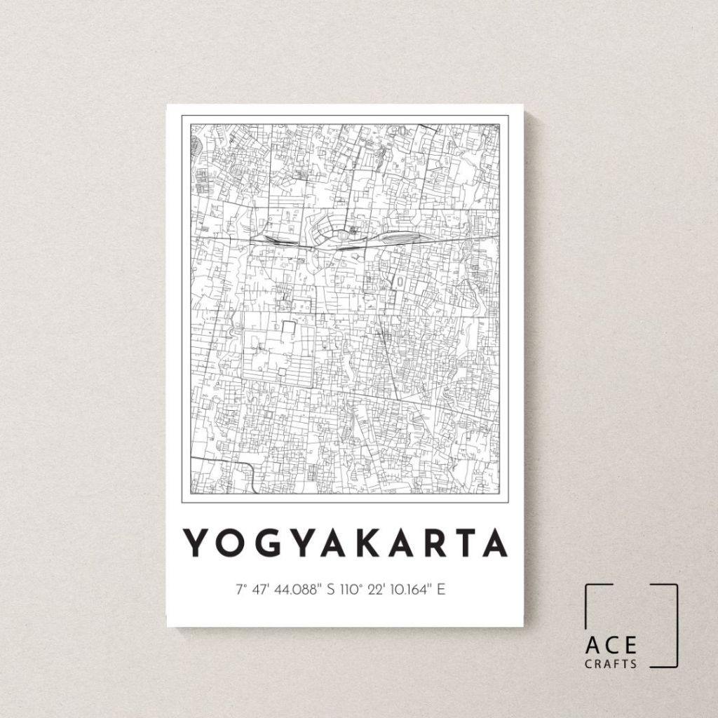 Jual Yogyakarta Indonesia City Map hiasan dinding minimalis poster peta ...
