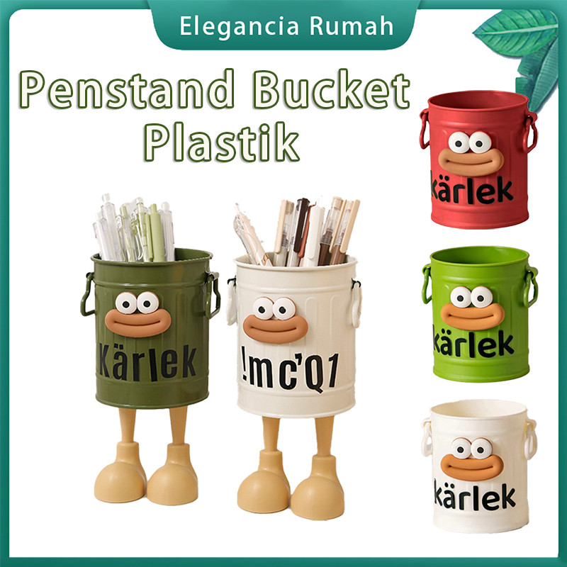Jual Penstand Bucket Plastik/Kotak Penyimpanan Desktop/Ember Retro ...