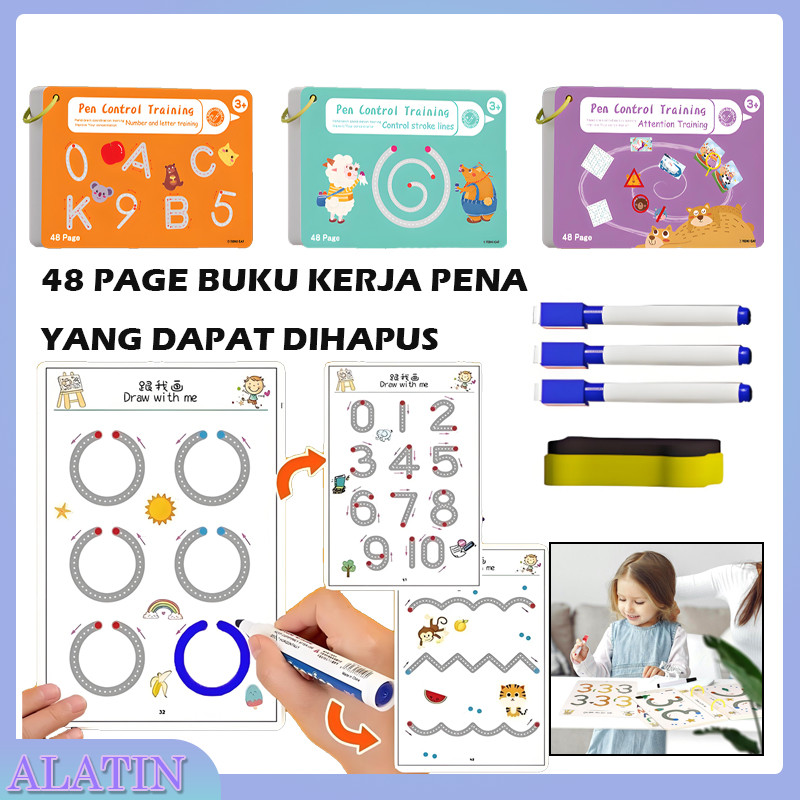 Jual 48 Page Buku Edukasi / Anak Belajar Tracing Wipe and Clean Book ...