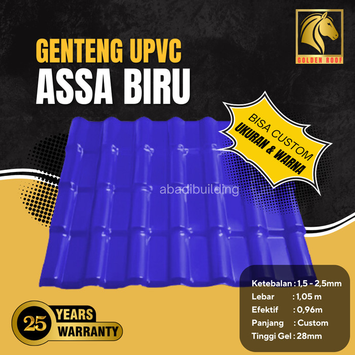 Jual Atap Genteng UPVC ASSA Warna Biru - Setara Royal Roof dan dr ...