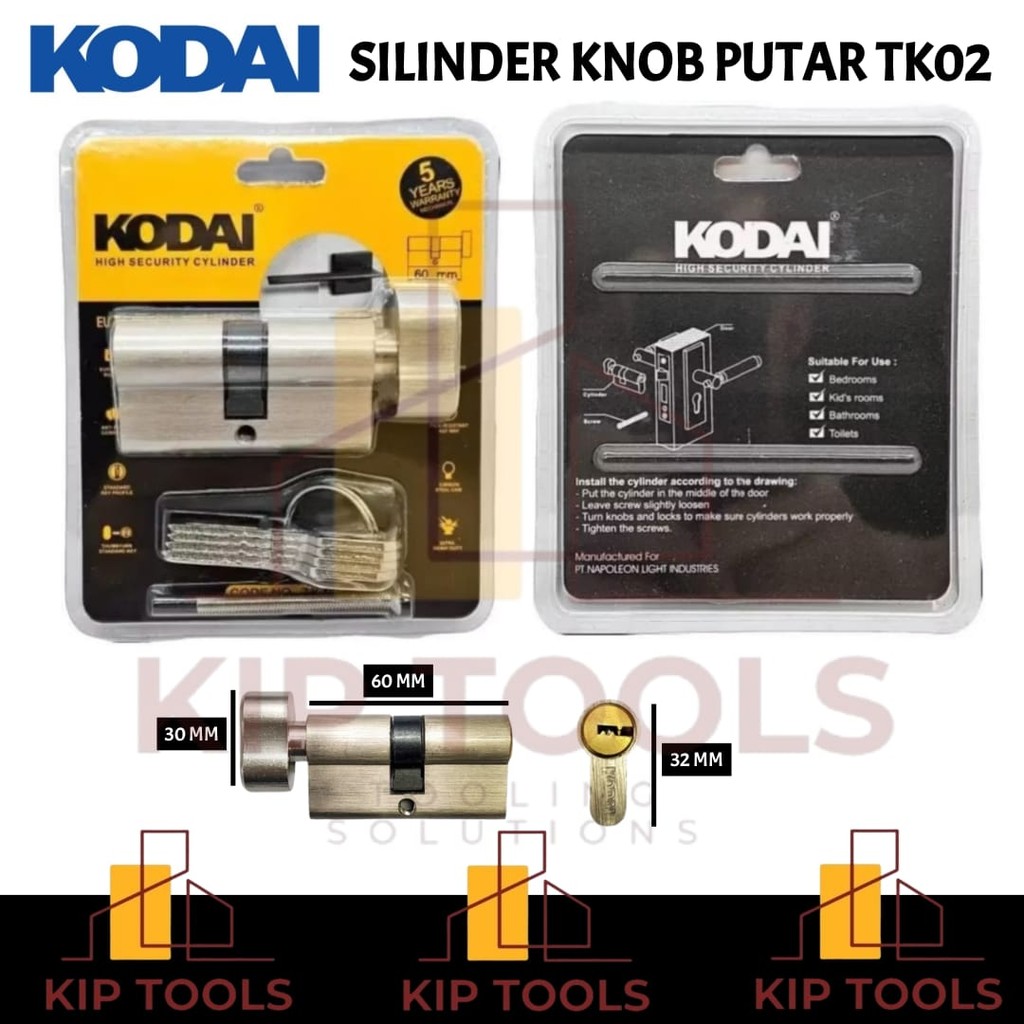 Jual Silinder Kunci Pintu Knob Putar Kuningan TK02 / Cylinder Lock Knob ...
