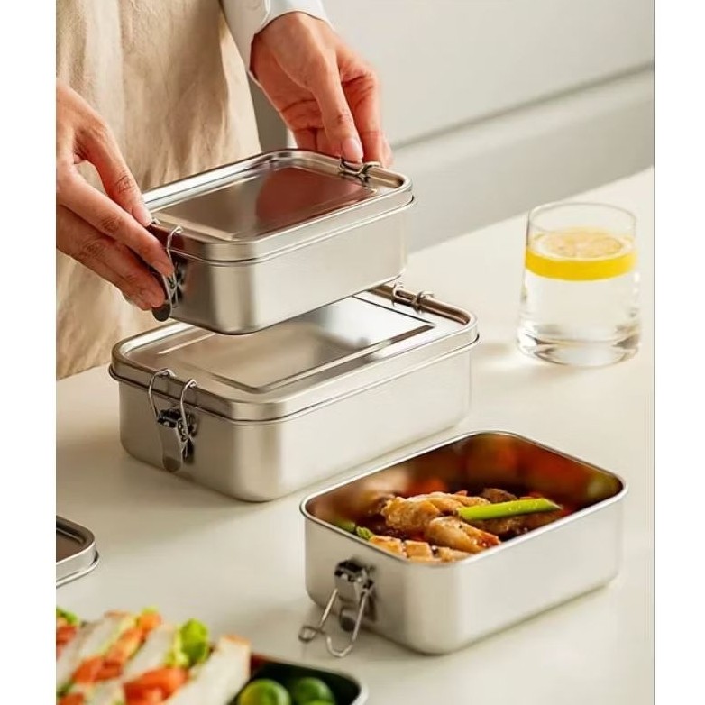 Jual LUNCH BOX KOTAK BEKAL MAKAN 304 STAINLESS STEEL 850ml ANTI TUMPAH | LUNCH BOX PREMIUM 304 ...